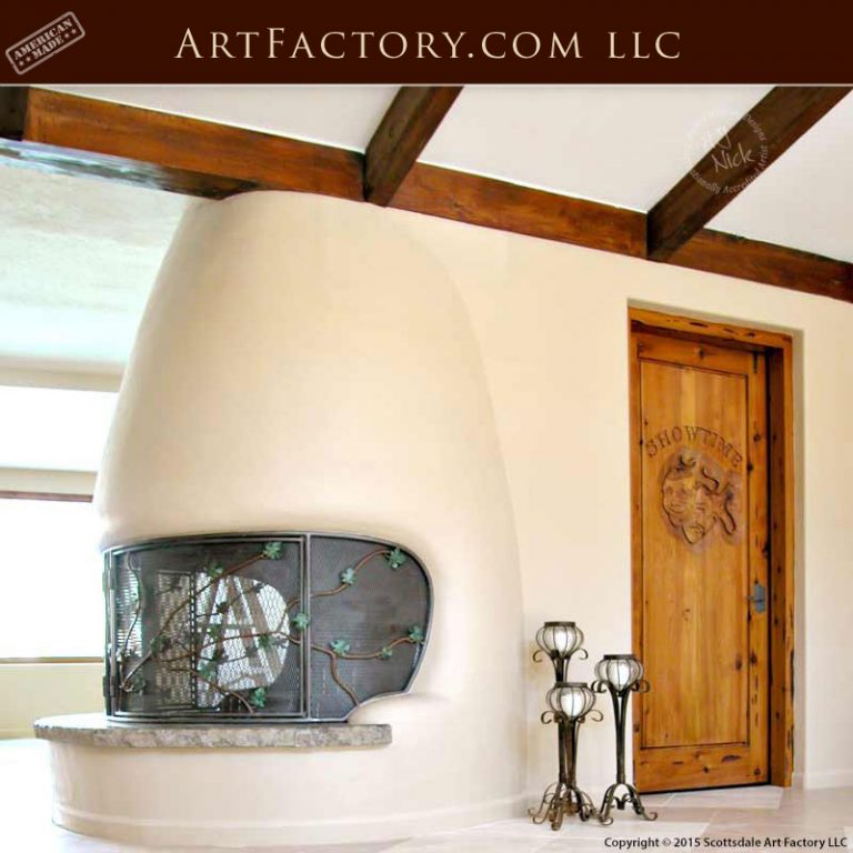 Custom Ivy Design Fireplace Screen: Blacksmith Forged Wrought Iron