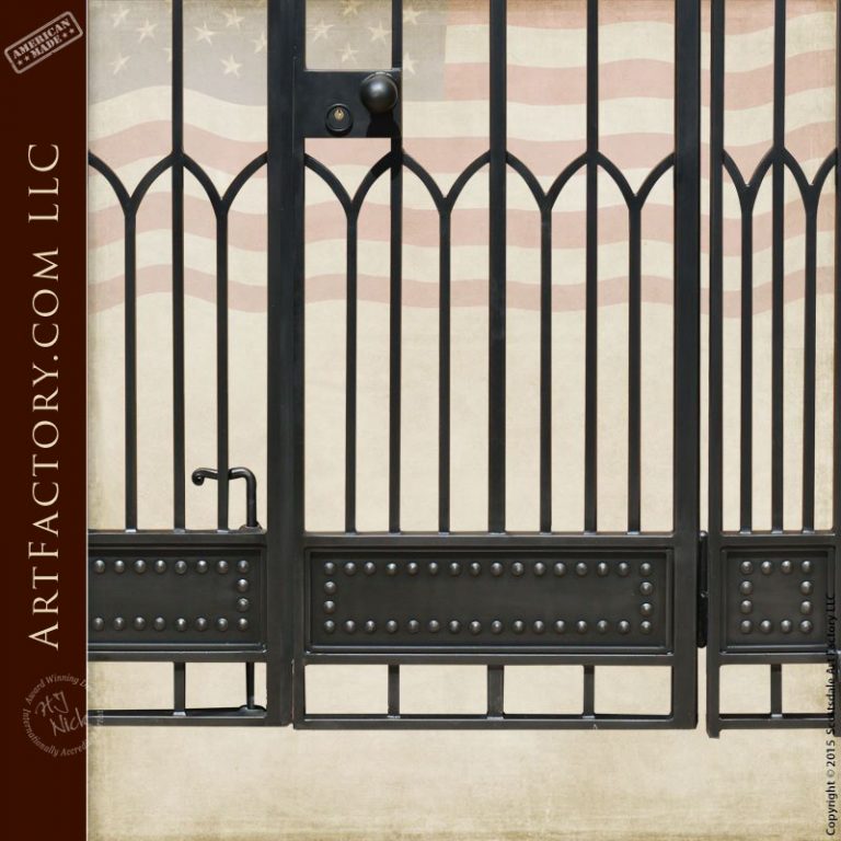Gothic Style Iron Gate: Custom Hand Forged Wrought Iron Gates