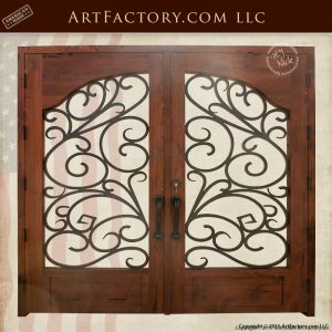 Traditional Style Security Gate: Solid Wood And Wrought Iron Entrance Gate