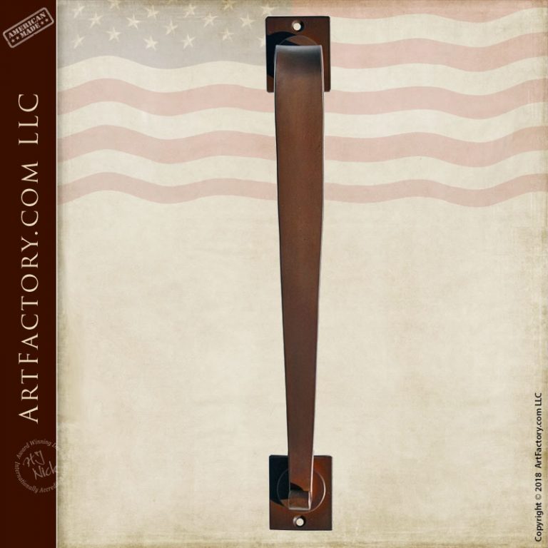 Elegant Custom Iron Door Pull: Blacksmith Hand Forged Handles