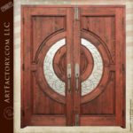 Crescent Stained Glass Entry Double Doors | Craftsman Style Doors