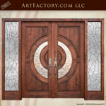 Crescent Stained Glass Entry Double Doors | Craftsman Style Doors