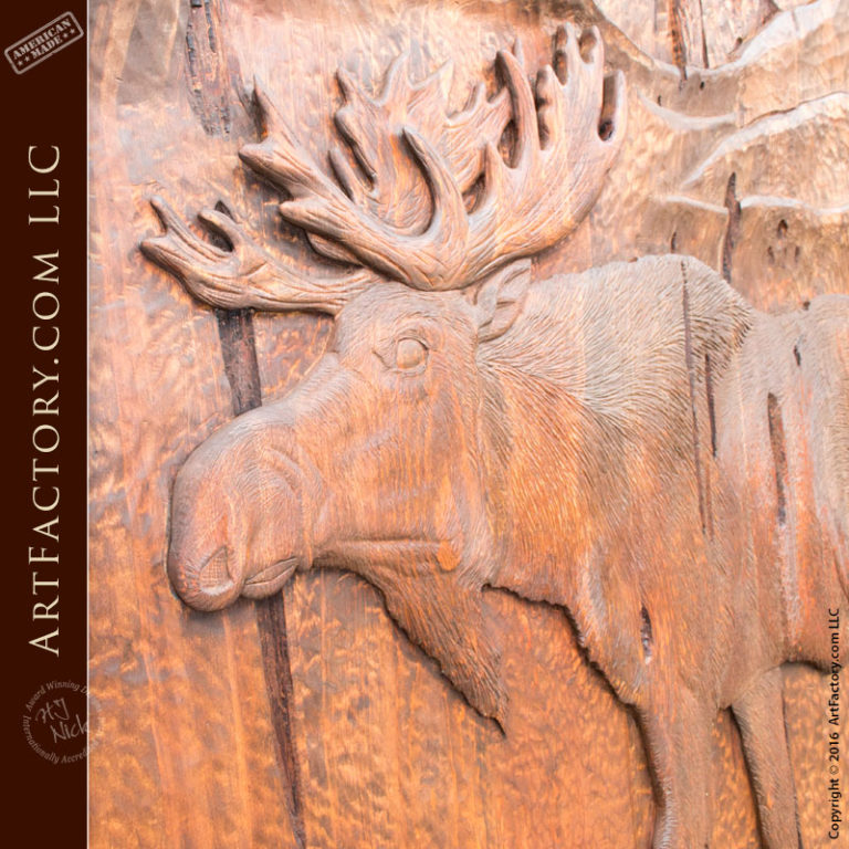 Custom Moose Hand Carved Door: Fine Art Lodge Style Entrances