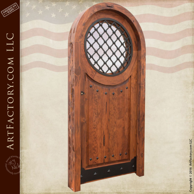 Custom Wooden Door Castle Door, Circular Window Grill - Scottsdale Art ...