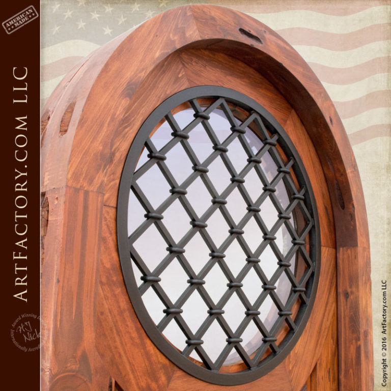 Custom Wooden Door Castle Door, Circular Window Grill - Scottsdale Art ...
