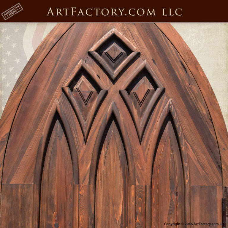 Gothic Style Cathedral Arched Door: Handcrafted Solid Wood Doors