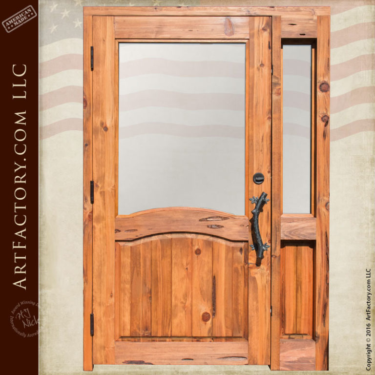 Log Style Front Door: Handcrafted Solid Wood With Custom Sidelight