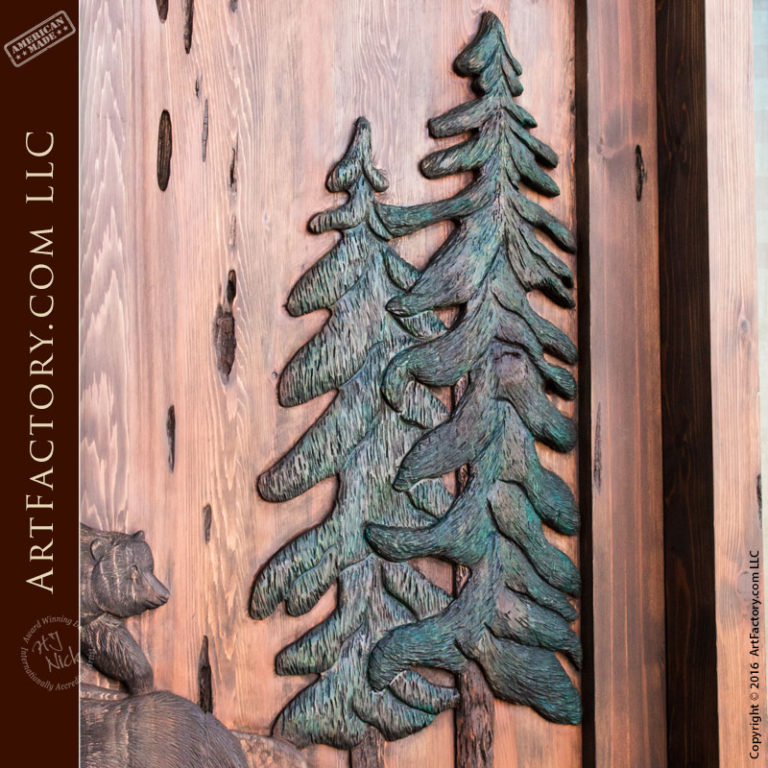 Custom Hand Carved Wildlife Door: Lodge Door With Sidelights