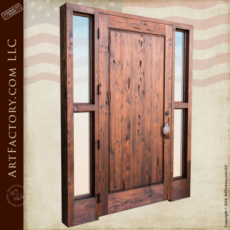 Custom Hand Carved Wildlife Door: Lodge Door With Sidelights