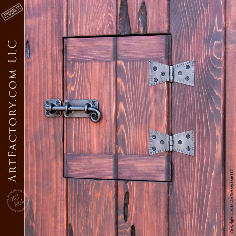 Vertical Groove Panel Front Door: Custom Castle Style Iron Hardware