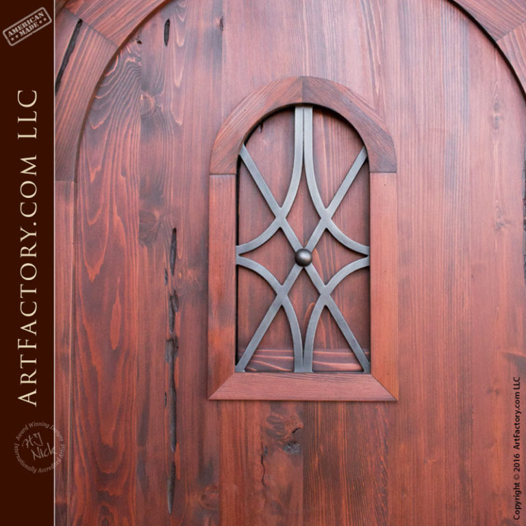 Custom Entry Doors - Arched Door with Window Grill - Scottsdale Art Factory