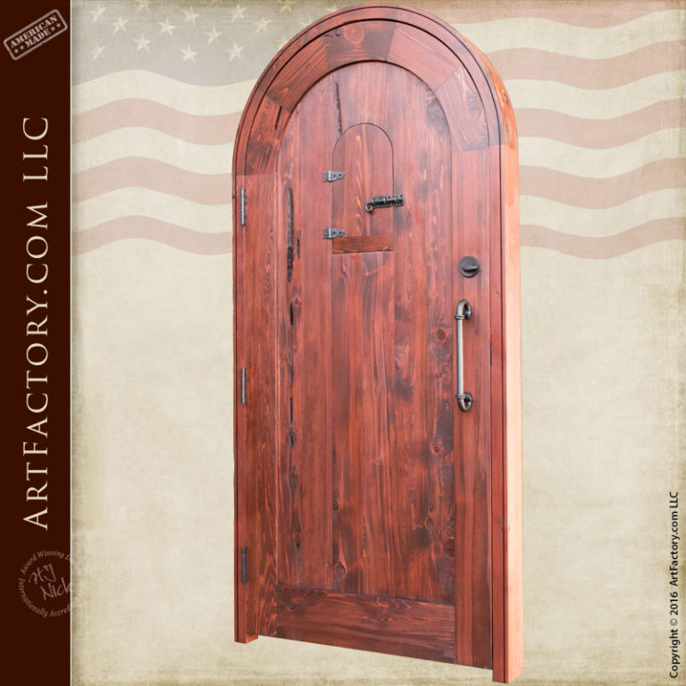Custom Entry Doors - Arched Door with Window Grill - Scottsdale Art Factory