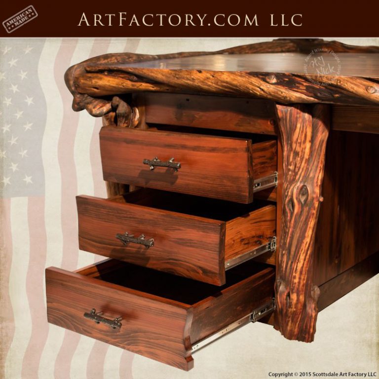 Custom Log Style Executive Desk: Fine Art Wild Wood Desk