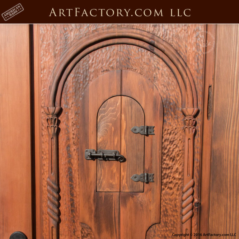Custom Log Cabin Door: Rustic Solid Wood Entrance With Sidelights