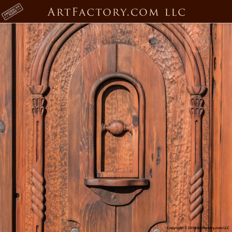 Custom Log Cabin Door: Rustic Solid Wood Entrance With Sidelights