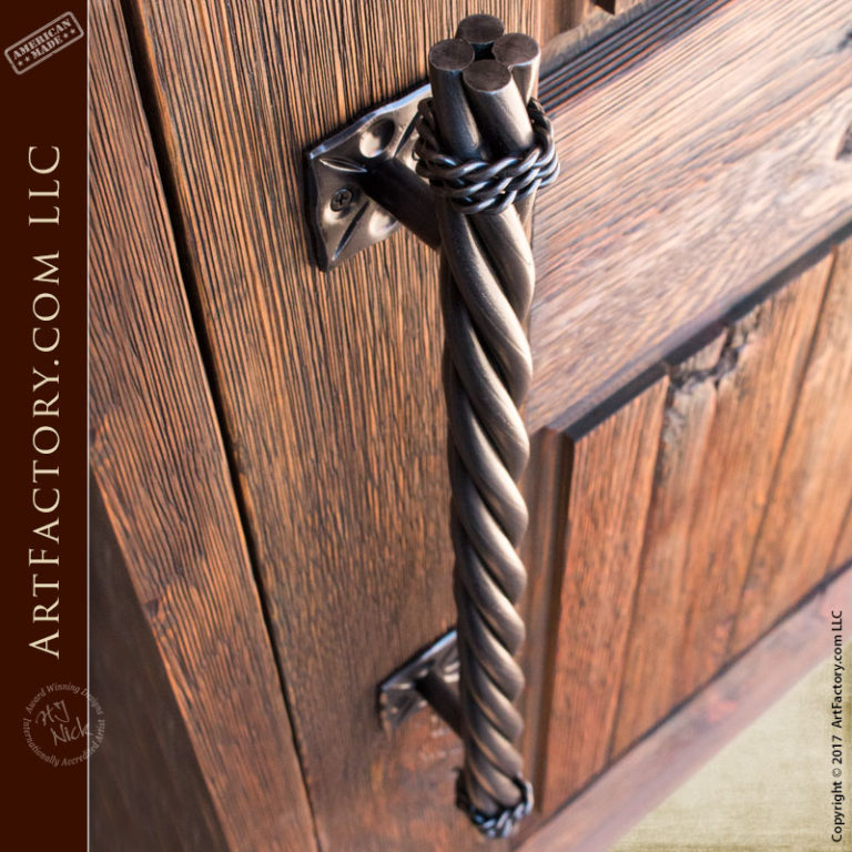 Custom Two Panel Wood Door: With Customizable Hand Forged Hardware