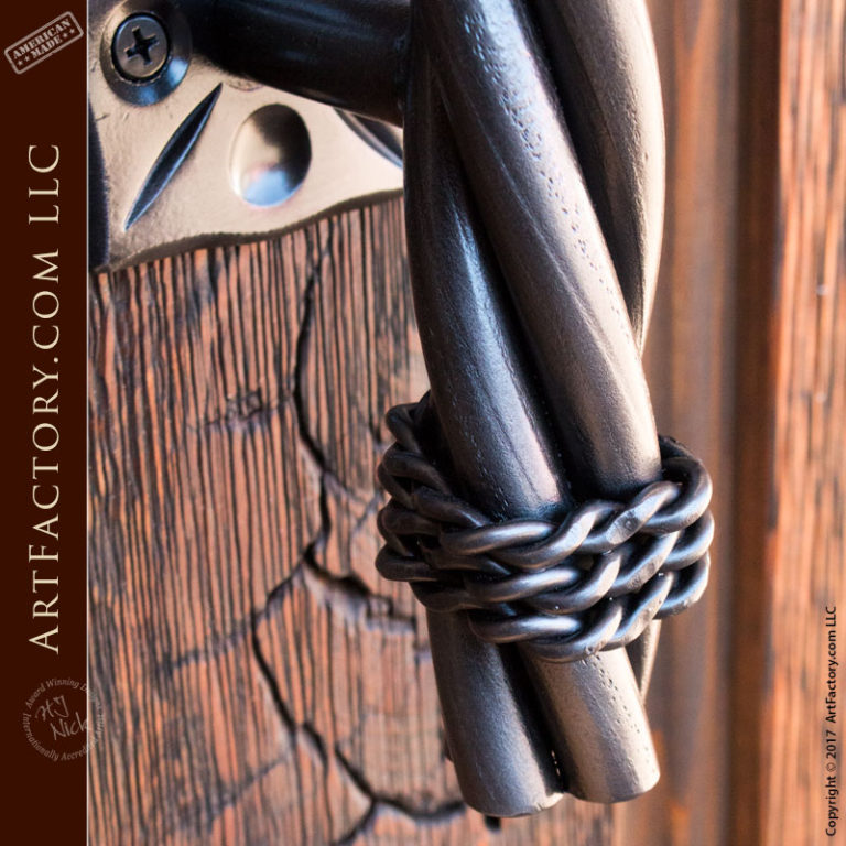 Long Twist Door Pull: Custom Hand Forged Door Hardware