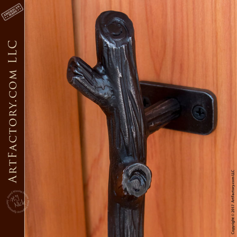 Straight Top Flat Panel Door - Hand Forged Iron Hardware