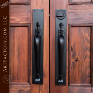 Lever Style Castle Door Handles: With Matching Hand Forged Backplate