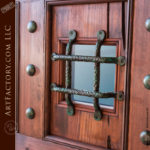 Castle Style Arched Double Doors: Custom Hand Forged Iron Hardware