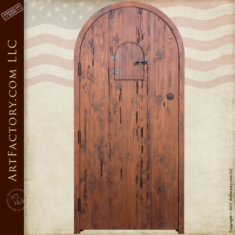 Arched Custom Castello Style Door - Hand Forged Iron Hardware with ...