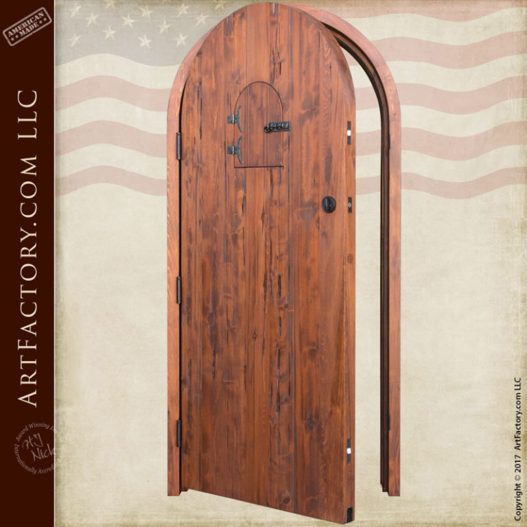 Arched Custom Castello Style Door - Hand Forged Iron Hardware with ...