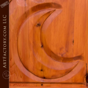 Celestial Hand Carved Door: Sun And Moon Hand Carvings