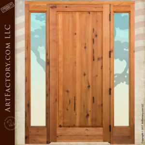 Custom Oak Tree Door: Wood Door With Iron Overlay And Sidelights