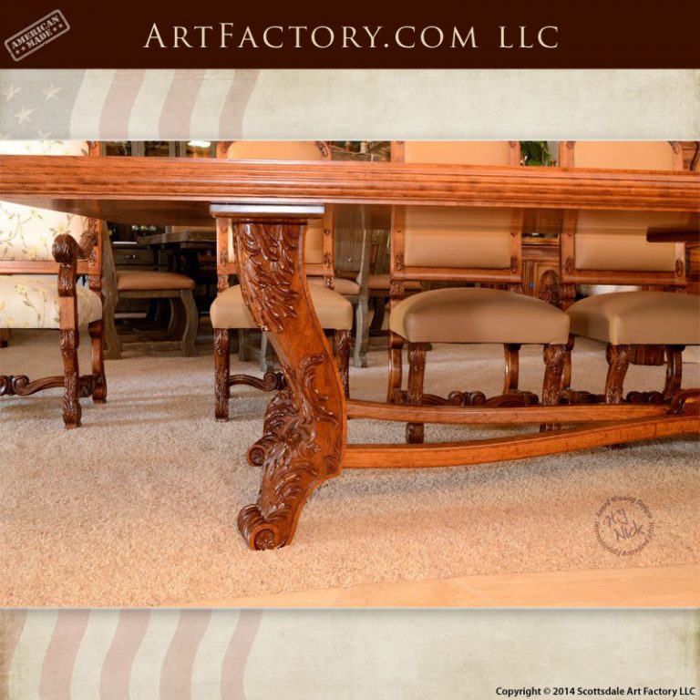 Hand Carved Cherry Dining Table: Fine Art Quality Hardwood Tables