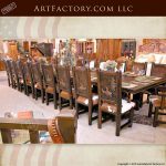 Rustic Hand Carved Lodge Table: Solid Wood With Matching Chairs