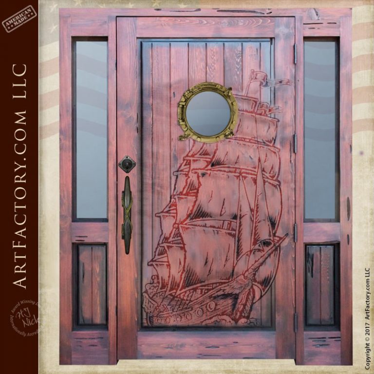 Ghost Ship Carved Nautical Doors - Rare Authentic Ship Portal