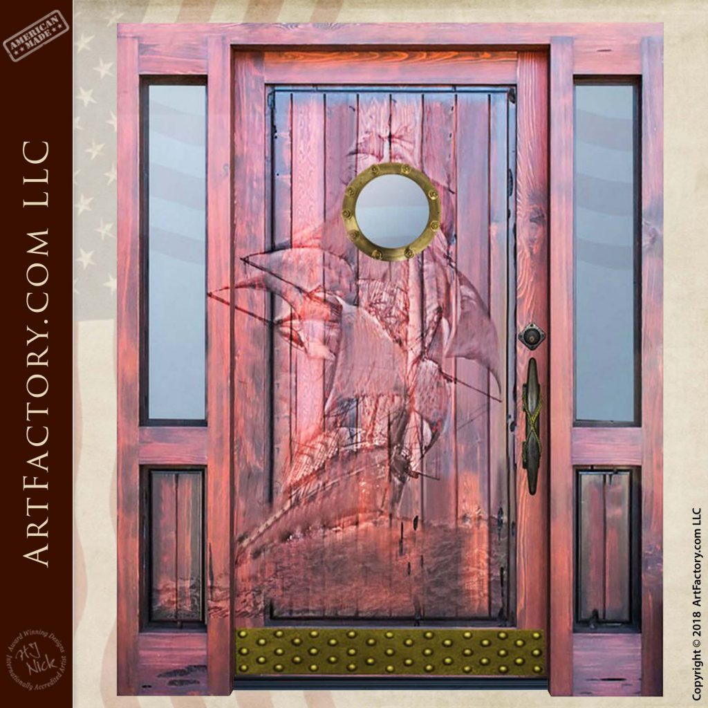 Ghost Ship Carved Nautical Doors - Rare Authentic Ship Portal
