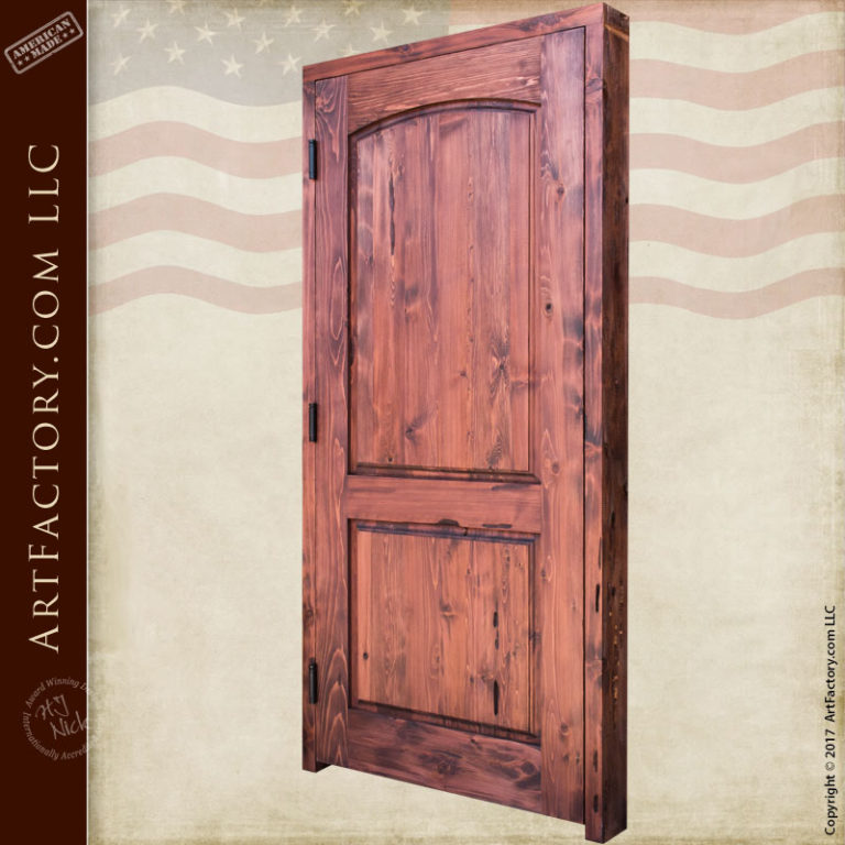 Custom Two Panel Wood Door: With Customizable Hand Forged Hardware