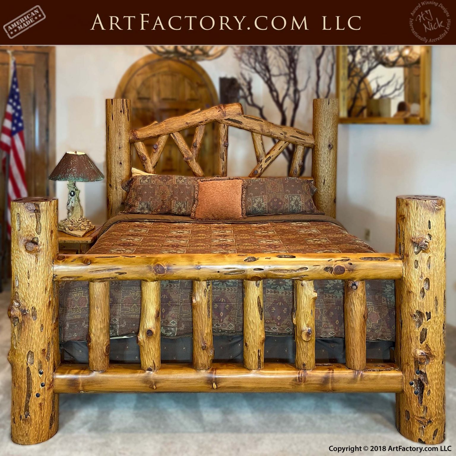 Custom Lodge Bed: Genuine Solid Natural Air Cured Timber