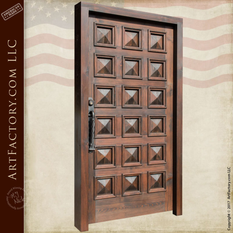 Pyramid Panel Door: Handcrafted Solid Wood Entrance With Speakeasy