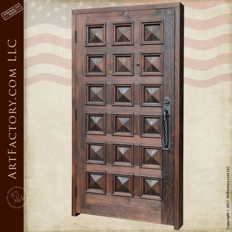 Pyramid Panel Door: Handcrafted Solid Wood Entrance With Speakeasy