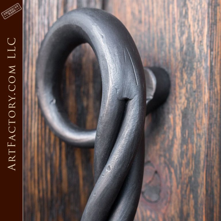 Custom Twist Door Pull: Solid Hand Forged Wrought Iron