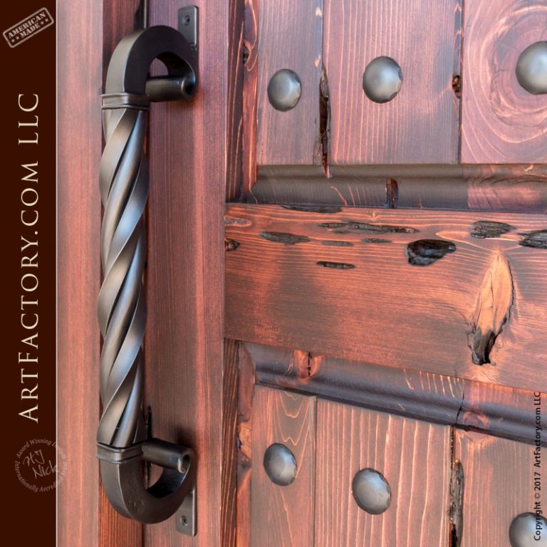 C-Scroll Twisted Door Pull: Blacksmith Hand Forged Custom Handles