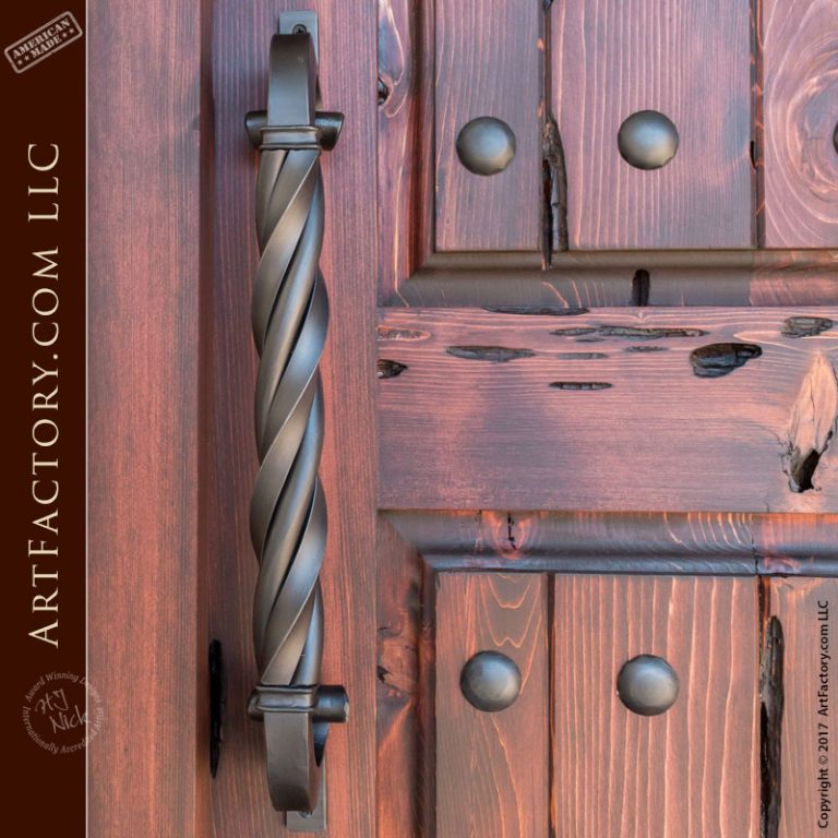 C-Scroll Twisted Door Pull: Blacksmith Hand Forged Custom Handles