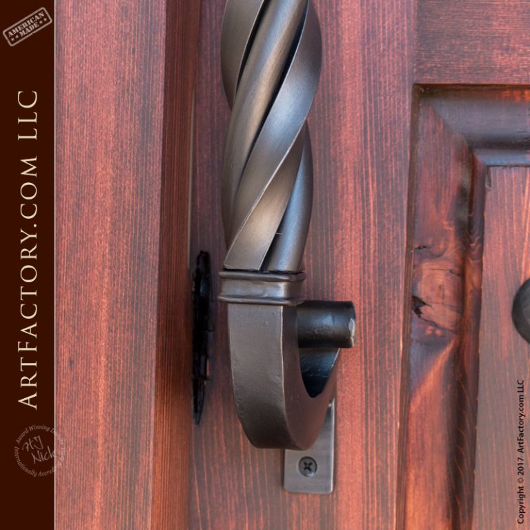 C-Scroll Twisted Door Pull: Blacksmith Hand Forged Custom Handles