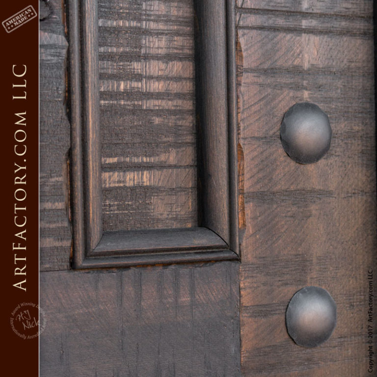 Castle Style Entrance Double Doors: Custom Wrought Iron Hardware