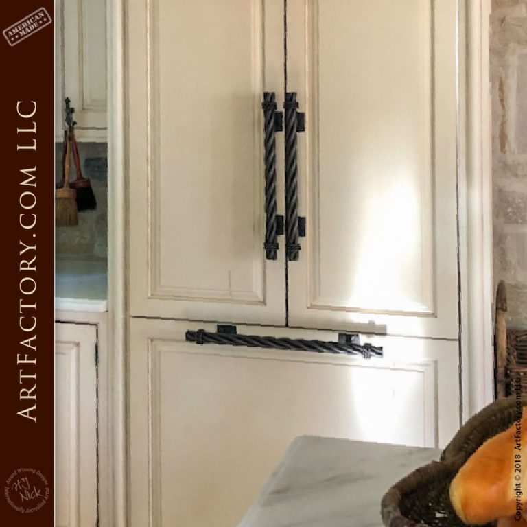 Long Twist Door Pull: Custom Hand Forged Door Hardware
