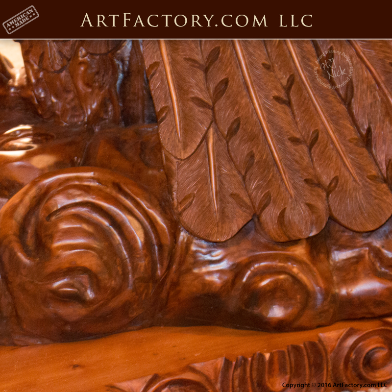 American Eagle Console Table: Master Hand Carved Floating Top Table