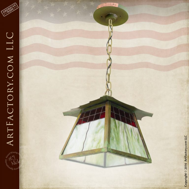 Craftsman Pendant Light: Leaded Glass Arts And Crafts Style Lighting