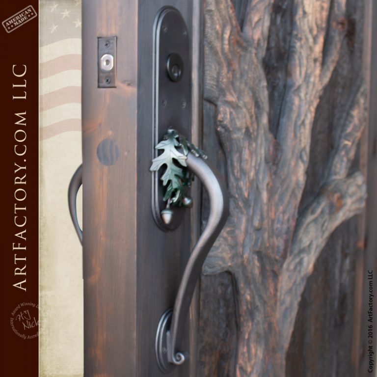 Oak Leaf Door Handle: Custom Nature inspired Hardware Designs