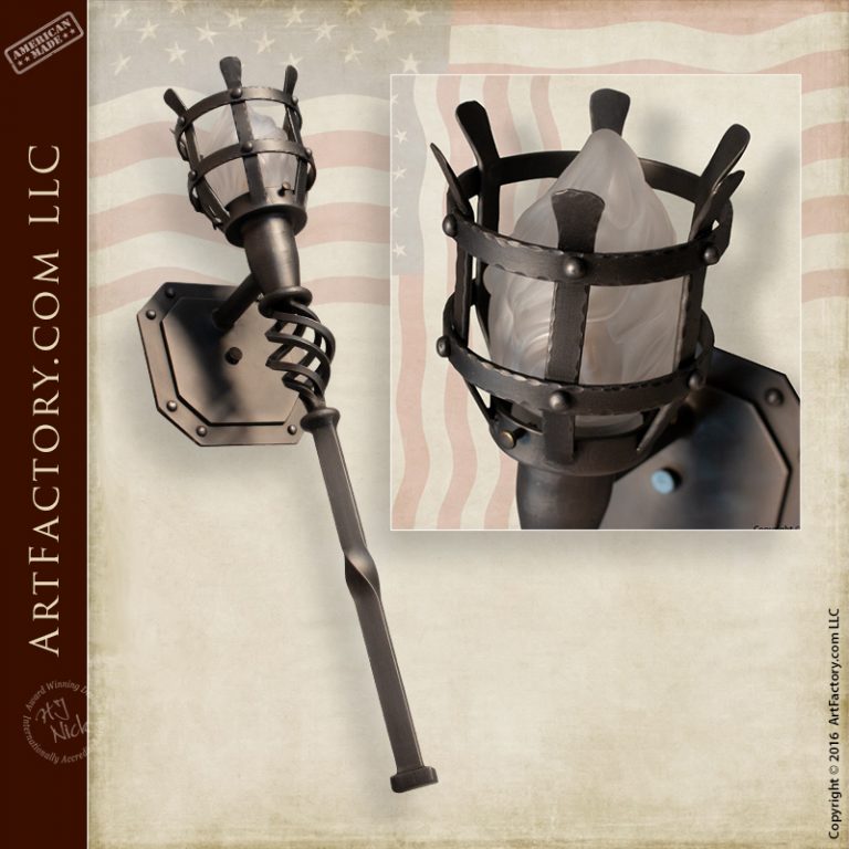Custom Crown Torch Sconce - Medieval Castle Inspired Wall Lighting