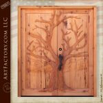 Oak Tree Carved Double Doors: Fine Art Quality Solid Wood Entrances