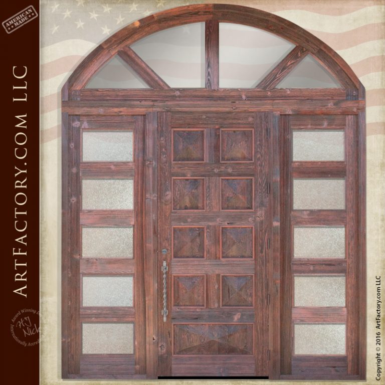 Raised Grain Pyramid Panel Door: With Custom Transom And Sidelights