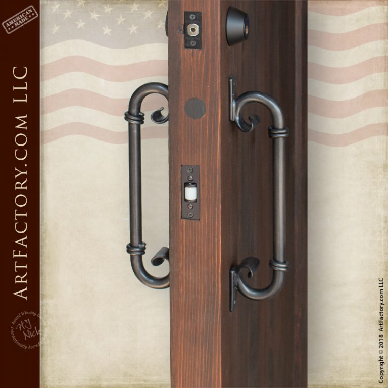 C-Shaped Inverted Scroll Door Handles: Custom Blacksmith Hand Forged