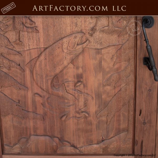 Trout Fishing Theme Door: Fine Art Quality Master Hand Carved